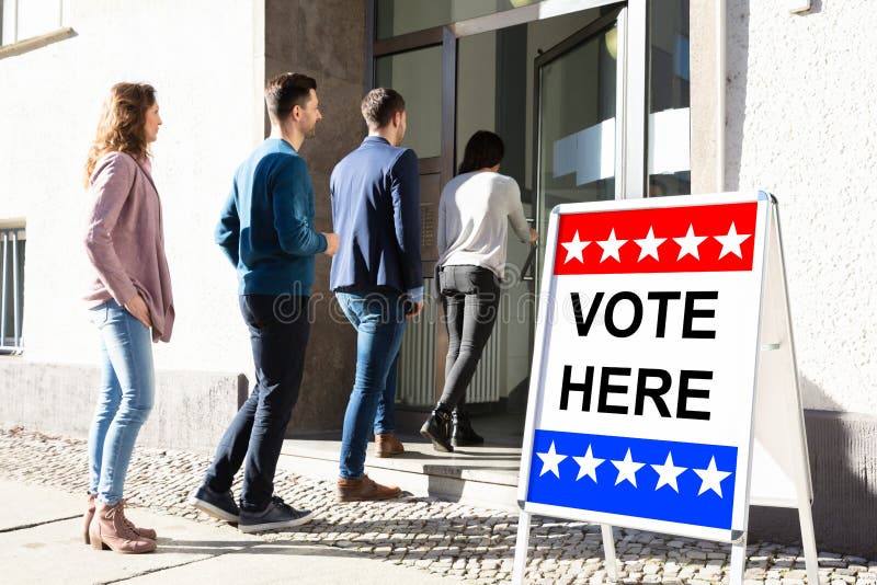 People Standing Outside Voting Room Stock Image - Image of message ...