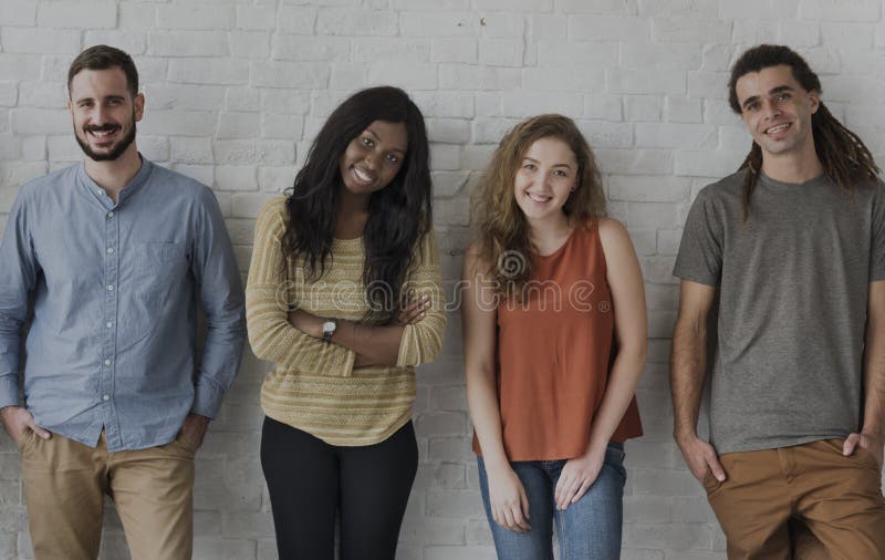 People Standing Smiling Studio Portrait Concept Stock Photo - Image of ...