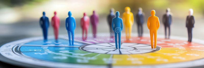 People Stands on Color Wheel Showing Decision Making and Team Dynamics ...