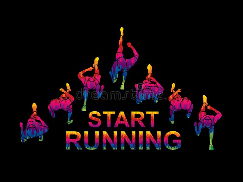 People Start Running Top View Graphic Vector Stock Vector ...