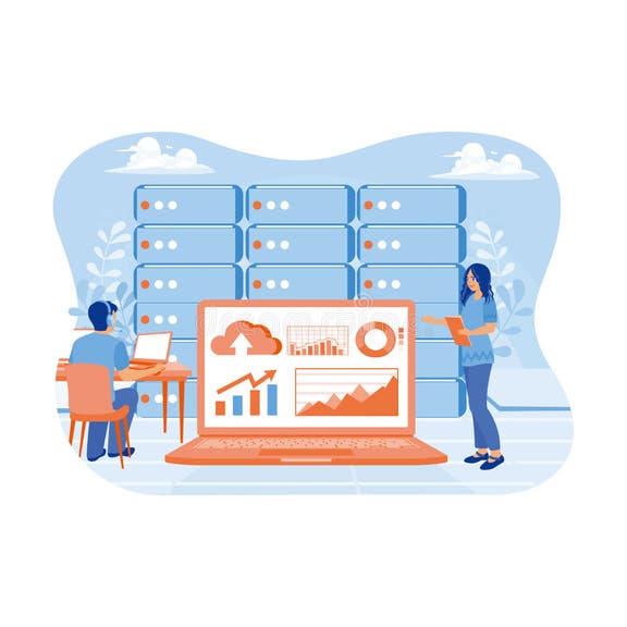 People Store Files in Data Centers Connected To the Cloud. Cloud Computing Services for Storing ...