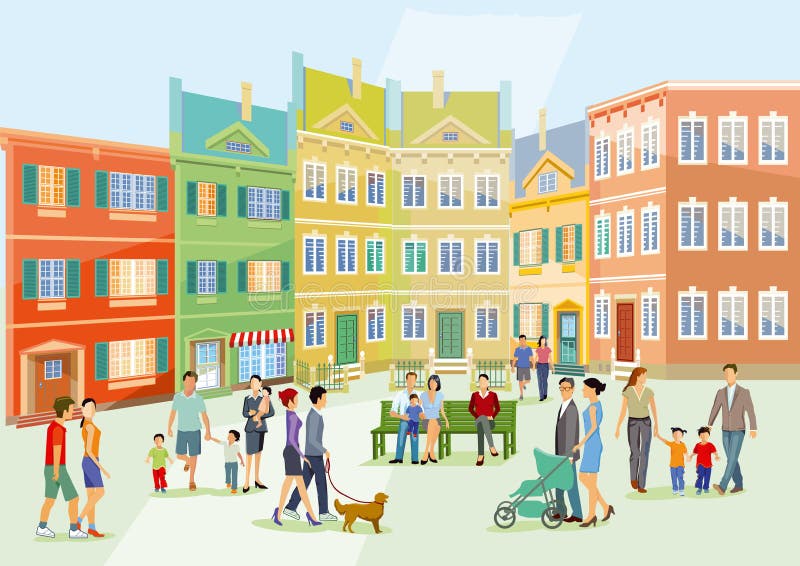 People strolling in city stock vector. Illustration of outdoor - 110561689