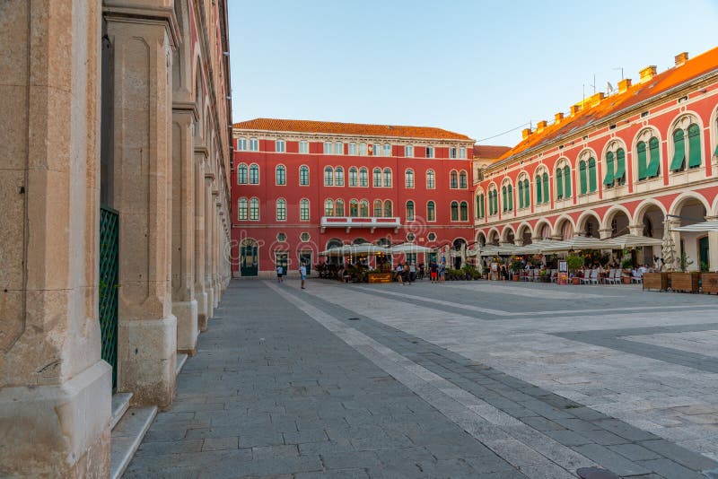 People Strolling at the Republic Square in Split, Croatia Editorial ...