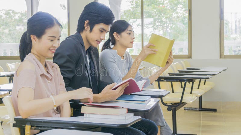 People Student Read Book and Sit in Lecture Chairs Stock Photo - Image ...