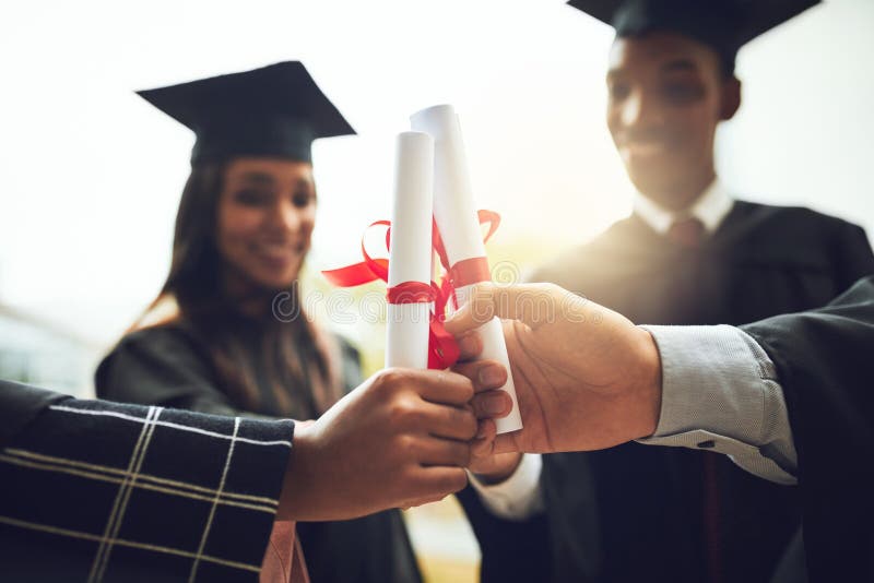 People, Students and Hands with Certificate for Graduation, Celebration ...