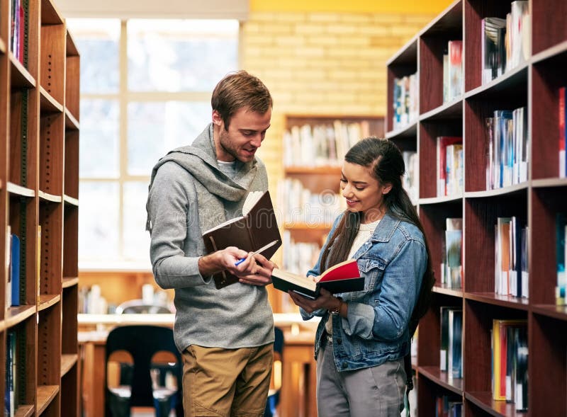 People, Students and Library Conversation with Books, Happy and Campus ...