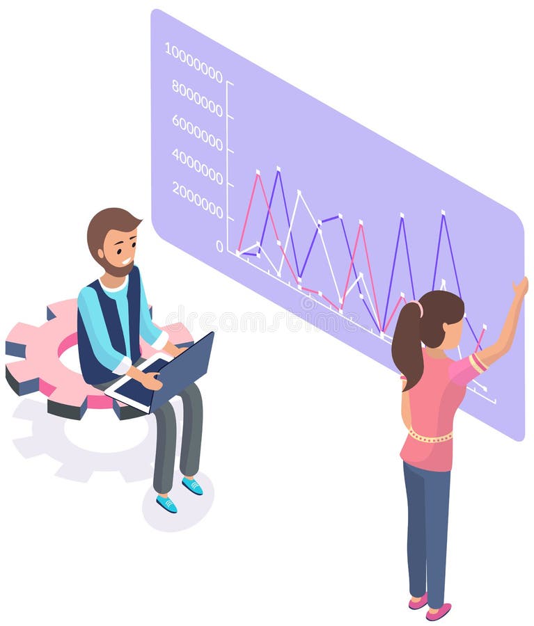 People Study Business Statistical Indicators and Data Analysis ...