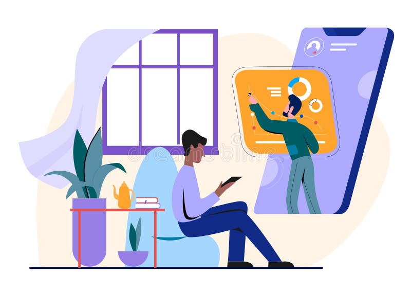 People Study Online Vector Illustration, Cartoon Flat Man Student ...