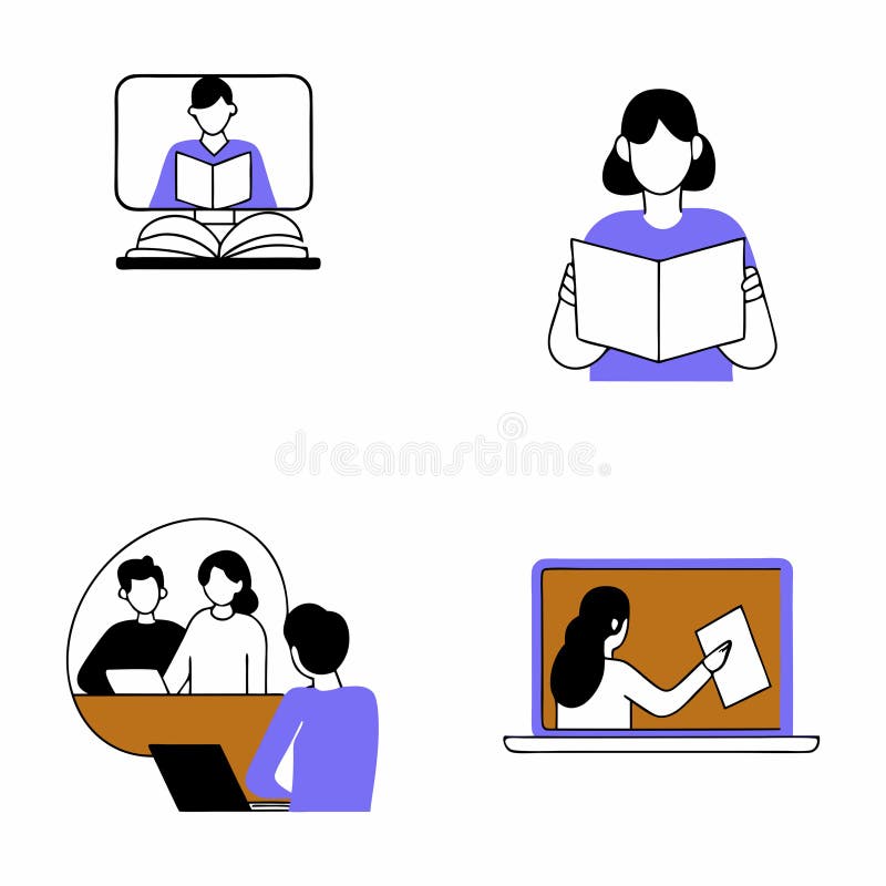 People Studying and Attending Online Classes – Education Vector Pack ...