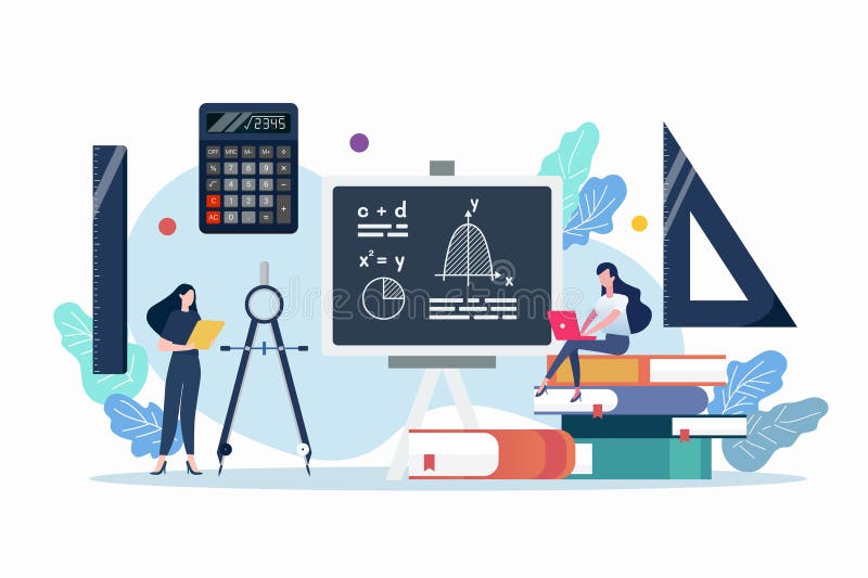People Studying Mathematics Stock Illustration - Illustration of ...