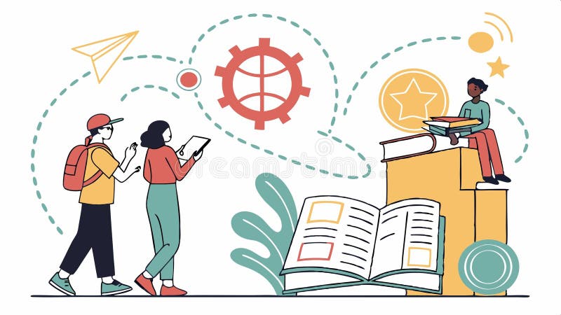 People Studying Together with Books, Learning and Teamwork Vector ...