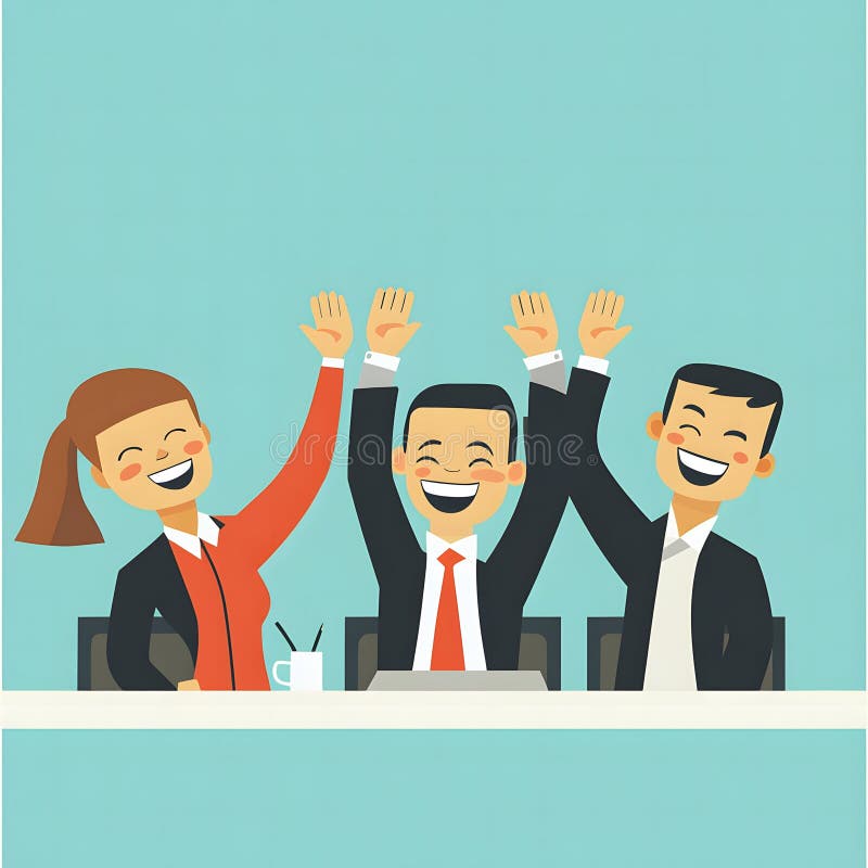 People in Suits Sit and Vote, Raising Their Hands in Agreement. Flat ...