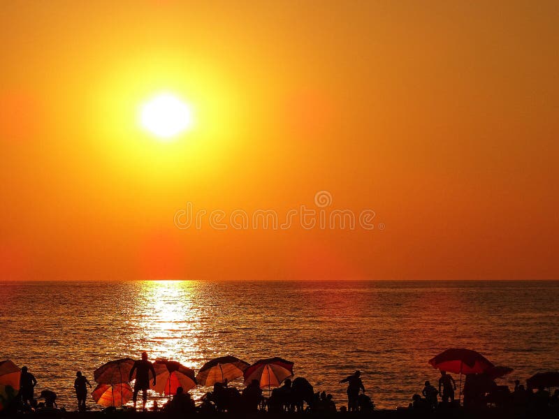 People in Sunset Time on Beach Stock Image - Image of beach, night ...