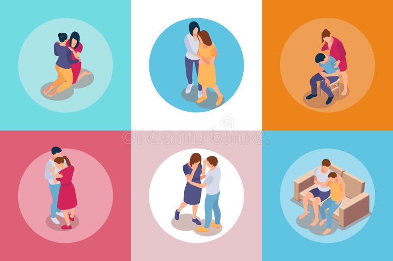 People Support Round Compositions Stock Vector - Illustration of help ...