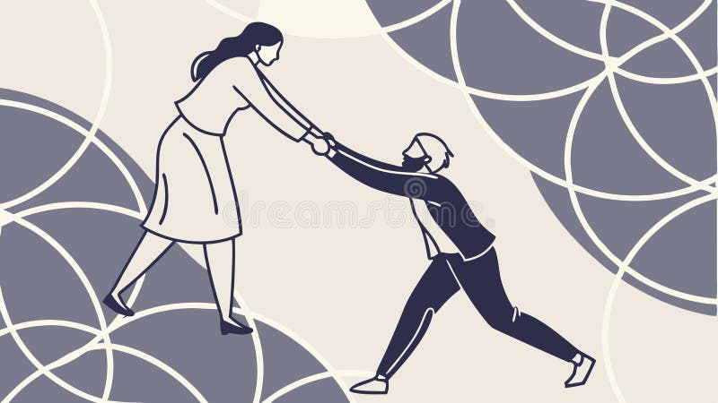 People Supporting Each Other Against an Abstract Background, Vector ...