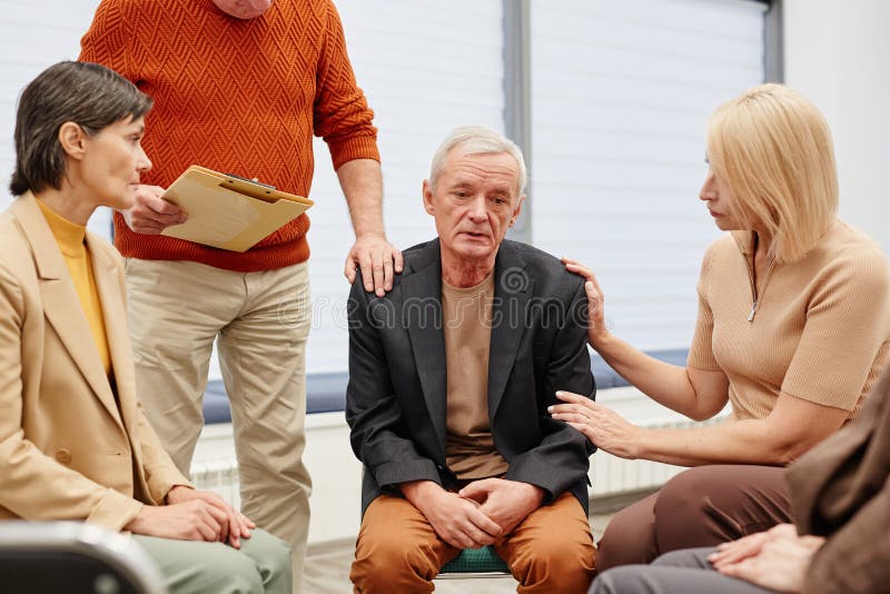 People Supporting Man at Psychotherapy Session Stock Photo - Image of ...