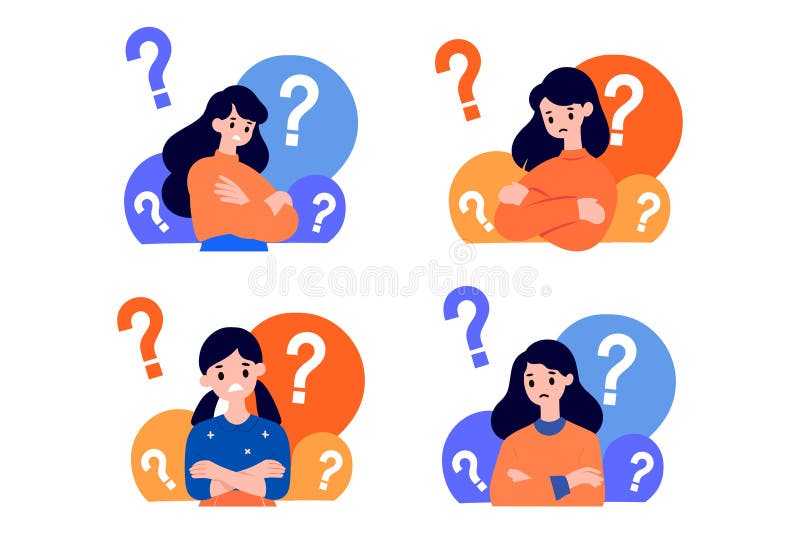 People with Suspicious Expression in Flat Style Collection Stock Vector ...
