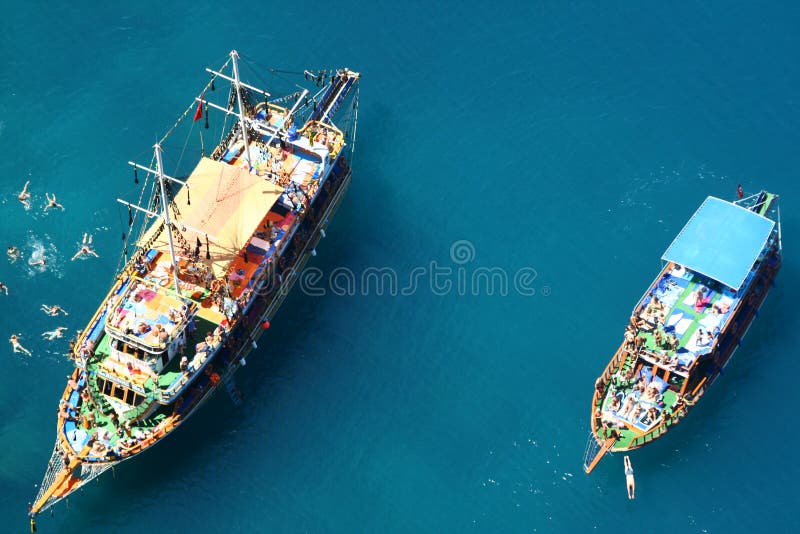 Two boats in the sea stock photo. Image of coastline - 29789896