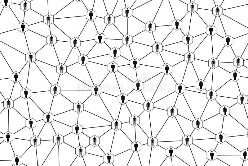 People Symbol and Network Connection on White Background in Social ...