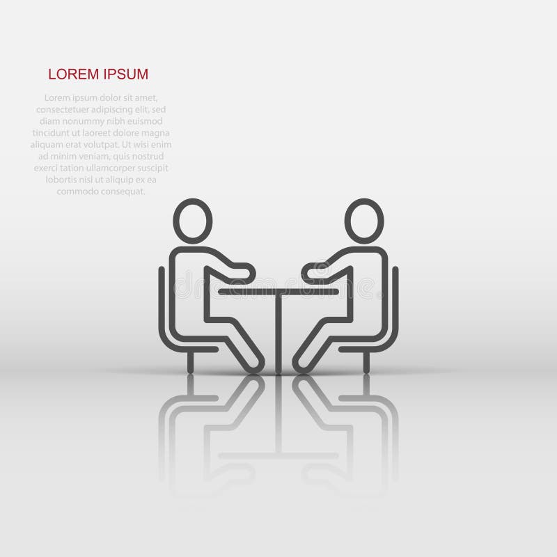 People with Table Icon in Flat Style. Teamwork Conference Vector ...