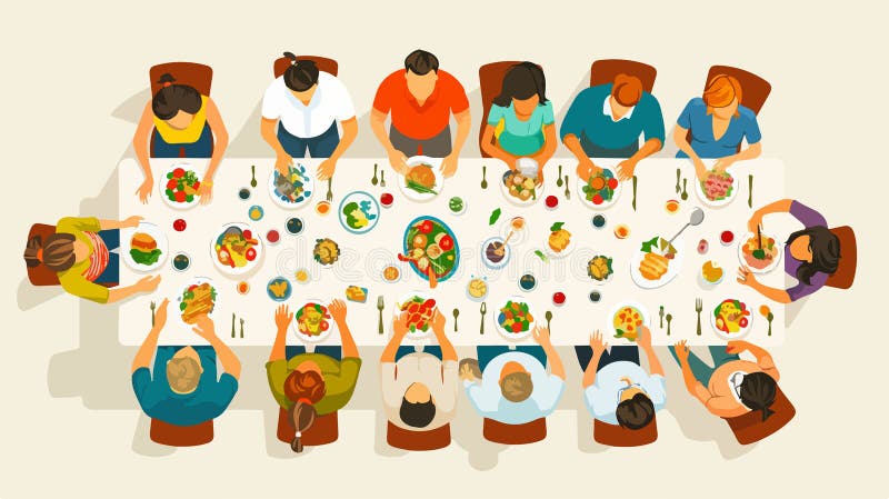 Diverse People Eating Together Stock Illustrations – 247 Diverse People ...