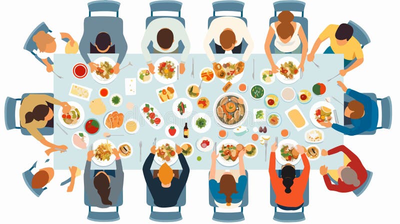 Diverse Group Dining Together in a Restaurant Scene Stock Vector ...