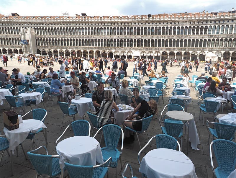 Interesting View of Tables and Chairs in Venice, St Mark Square ...