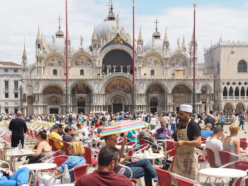 Interesting View of Tables and Chairs in Venice, St Mark Square ...
