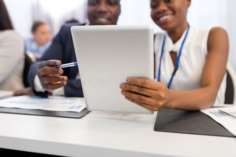 People with Tablet Computer at Business Conference Stock Photo - Image ...
