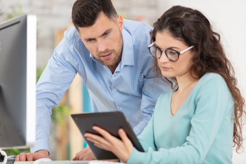 People with Tablet in Office Stock Image - Image of adult ...