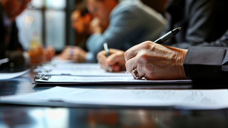 People Taking Notes during a Business Conference. Symbolizes Corporate ...