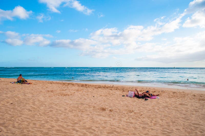 People Taking a Rest on Waikiki Beach Editorial Photography - Image of ...
