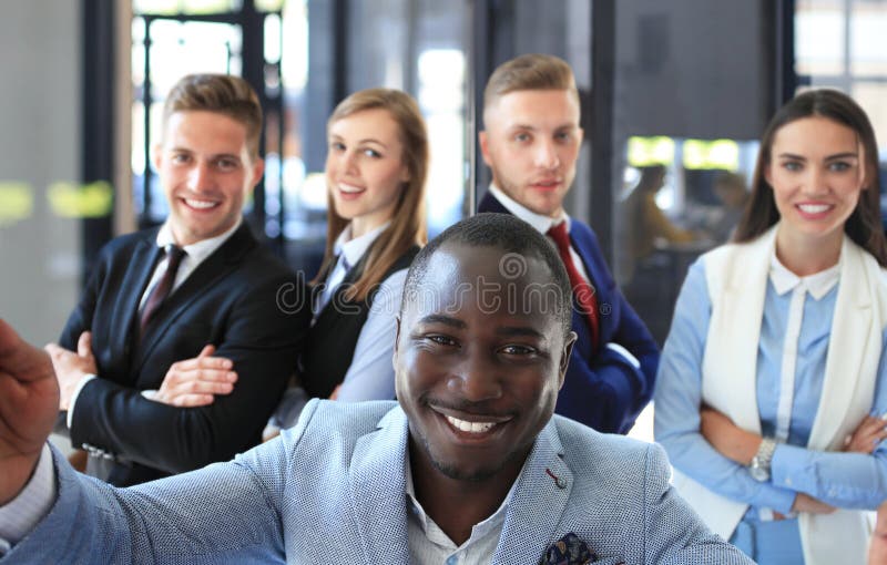 People Taking Selfie at Business Meeting Stock Image - Image of ...