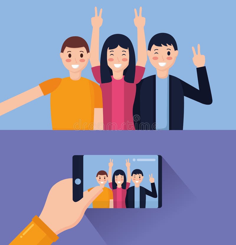 People taking selfie stock vector. Illustration of smiling - 141724860