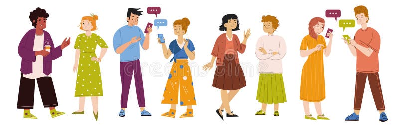 People Talk, Characters Speak and Communicate Stock Vector ...