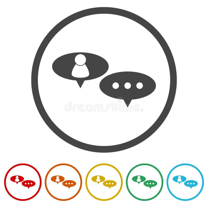 People Talk Chat Logo Icons in Color Circle Buttons Stock Vector ...