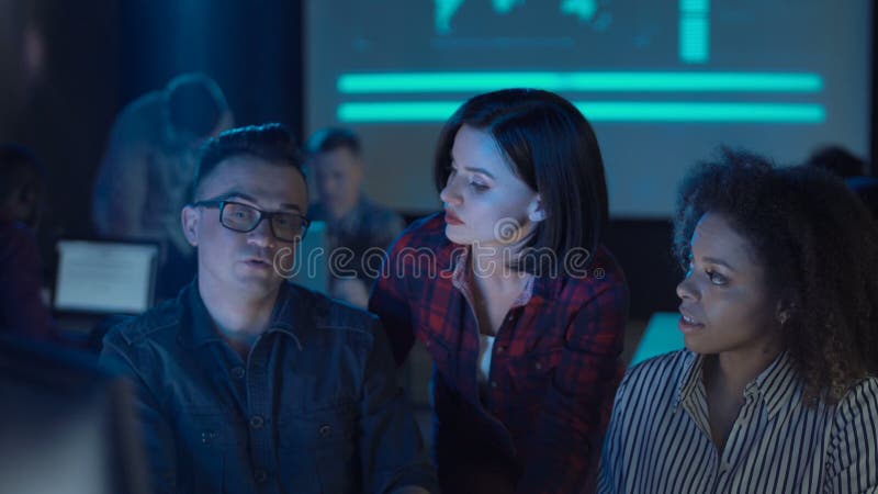 People Talking at Computer in Office Stock Footage - Video of marketing ...