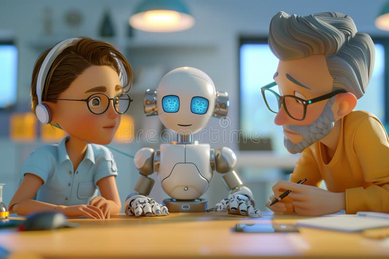 People Talking with Humanoid Kid Emphasize the Blend of Technology and ...