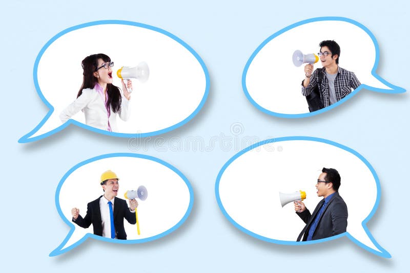 People Talking with Megaphone Stock Photo - Image of lifestyle ...