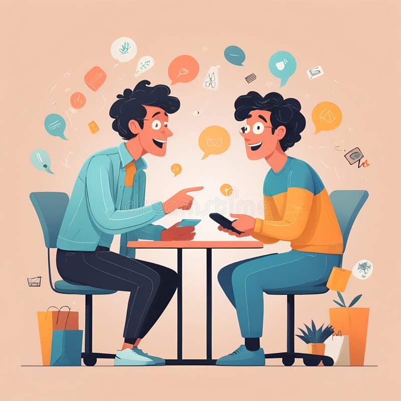 People Talking with Mobile Phones and Thought Bubbles Stock ...