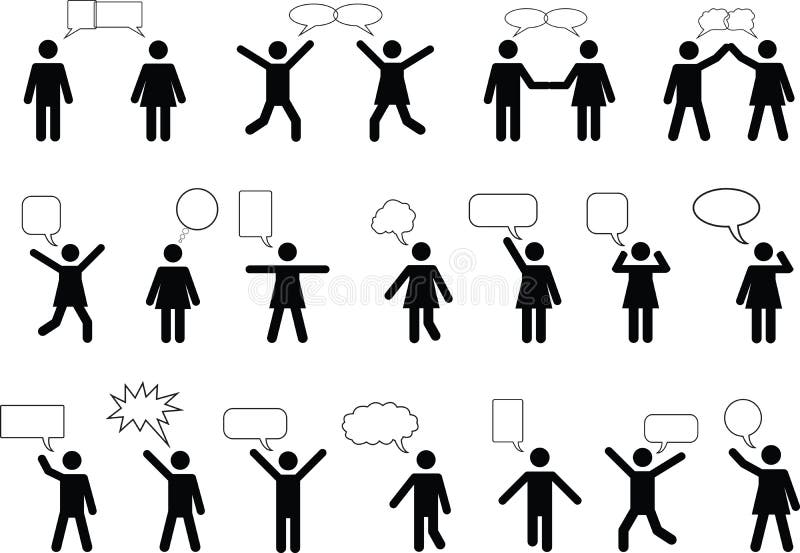 Set of Stick Figures, Stick People Thinking, Pondering, Men and Women ...