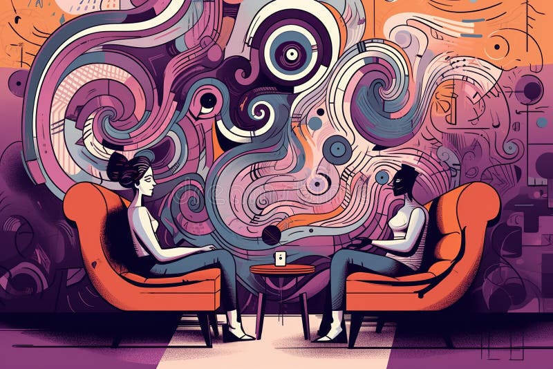 People Talking on a Sofa in the Style of Psychological Seccion, Created ...