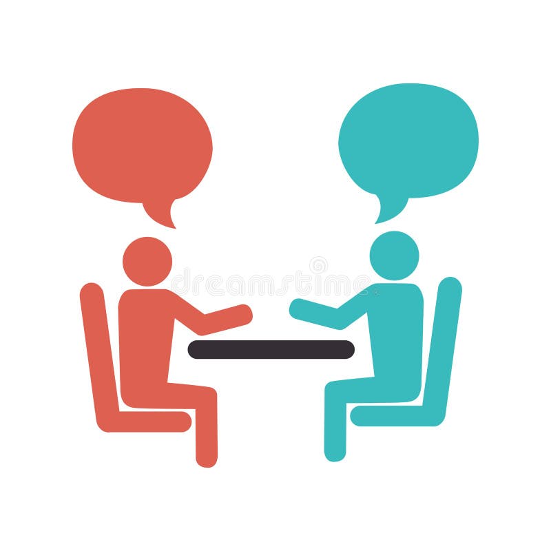 People Talking in Table Icon Stock Vector - Illustration of discussion ...