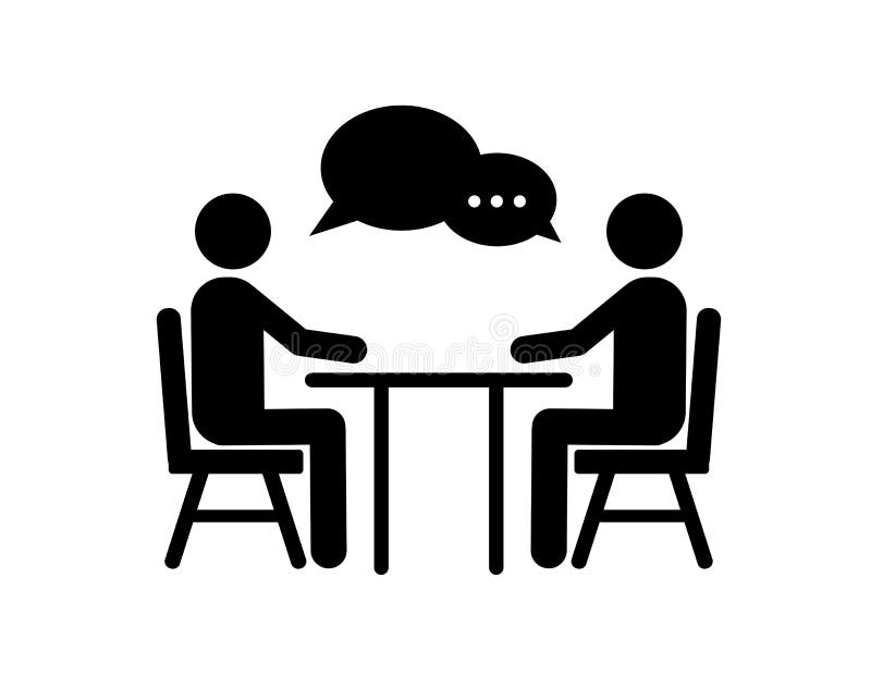 People Talking at a Table. Man Speaking Icon. People Conversation with ...