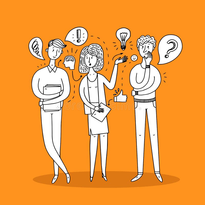 People Talking and Thinking. Doodle Elements Stock Vector ...