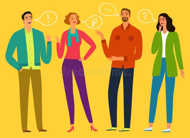 People Talking and Thinking Set Stock Illustration - Illustration of ...