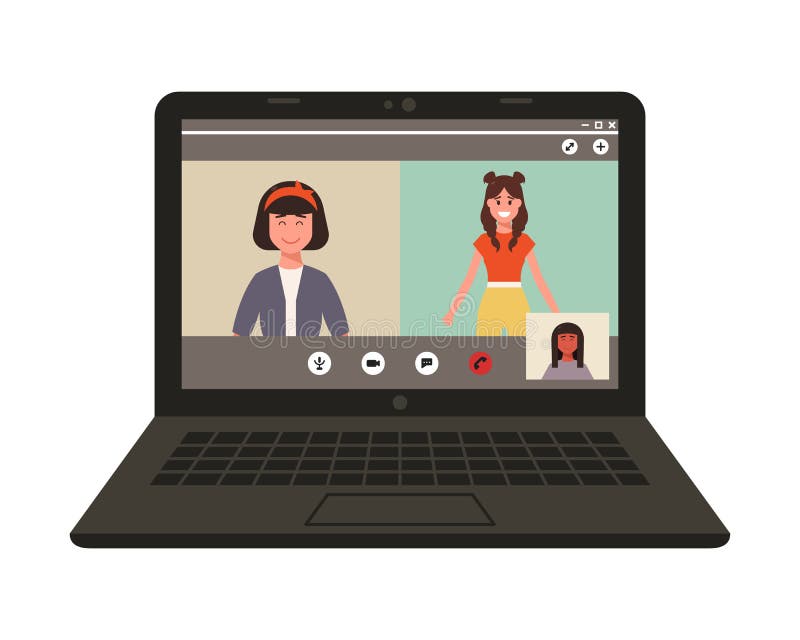 People are Talking To Each Other on a Computer Screen. through the ...