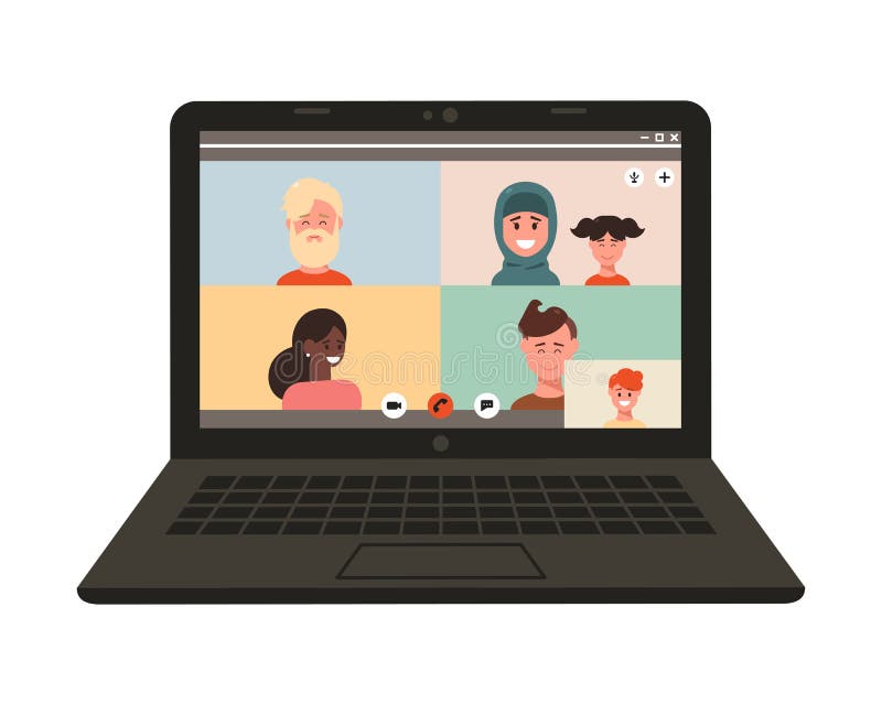 People are Talking To Each Other on a Computer Screen. through the ...