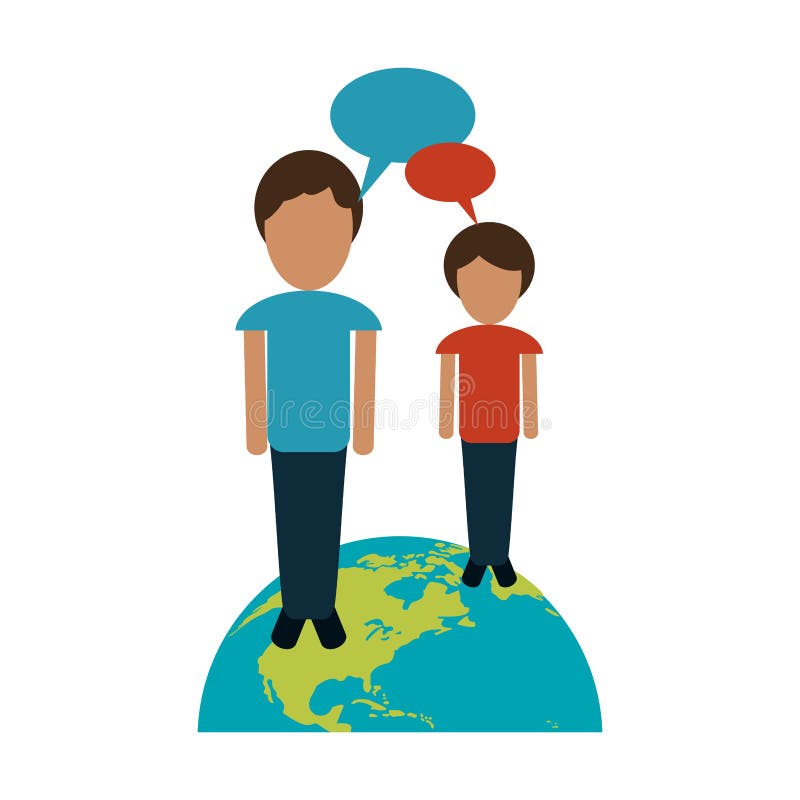 People talking on world stock vector. Illustration of default - 141249006