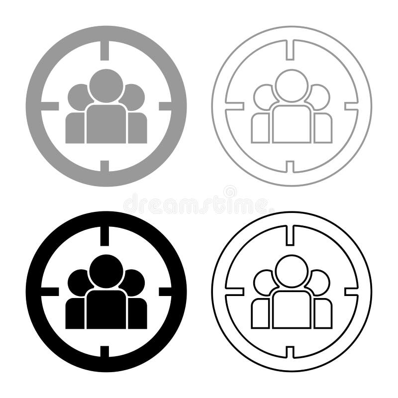 People in Target or Target Audience Icon Set Grey Black Color Stock ...